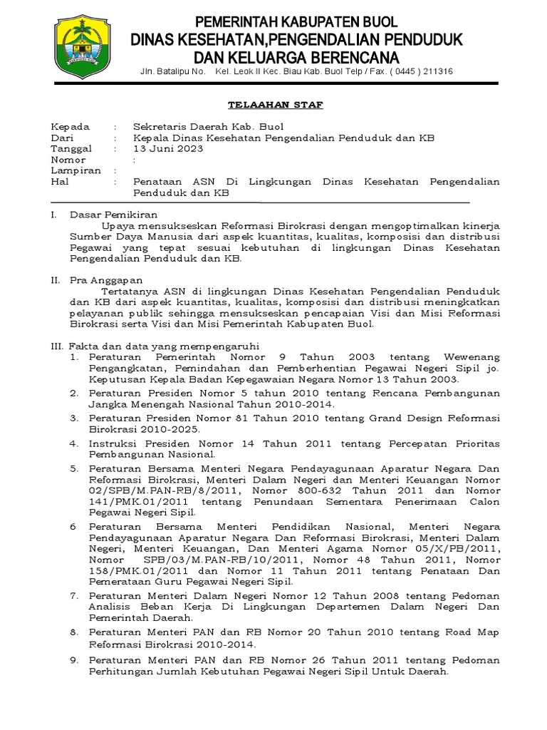 Telaahan Staf Penataan | PDF