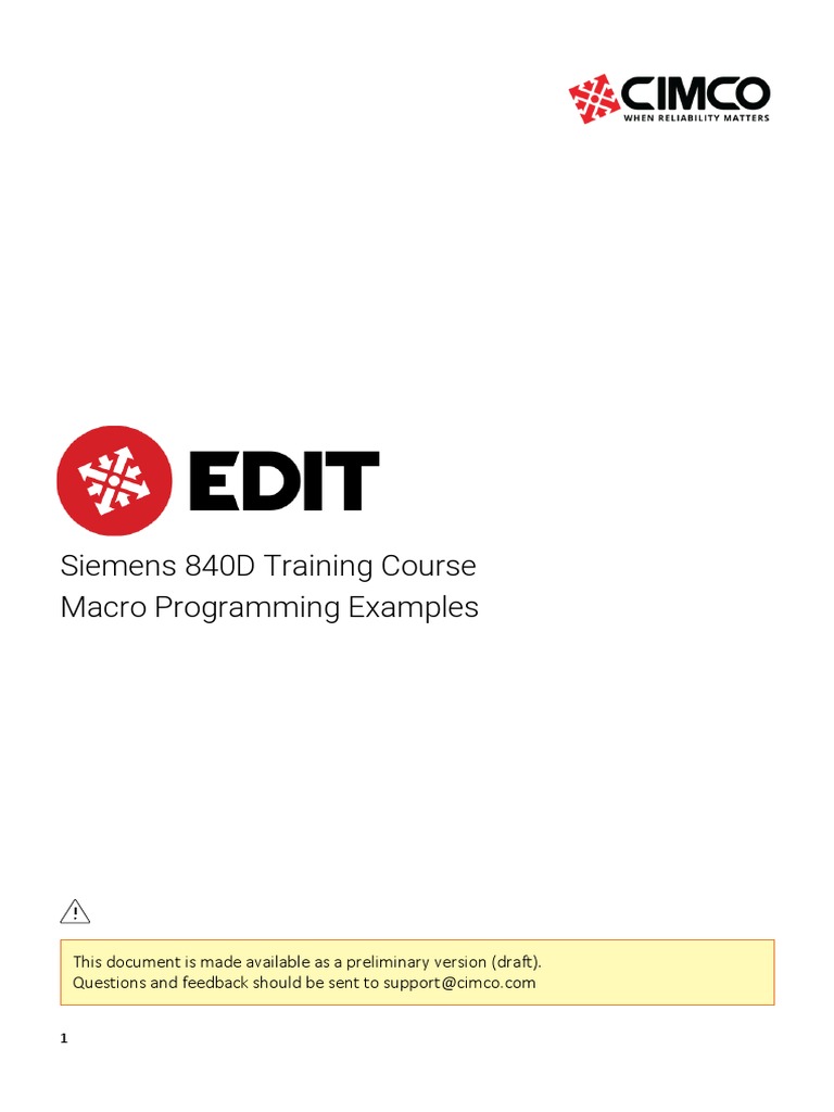 Cimco Edit Siemens 840D Macro Programming Examples | Download Free PDF ...