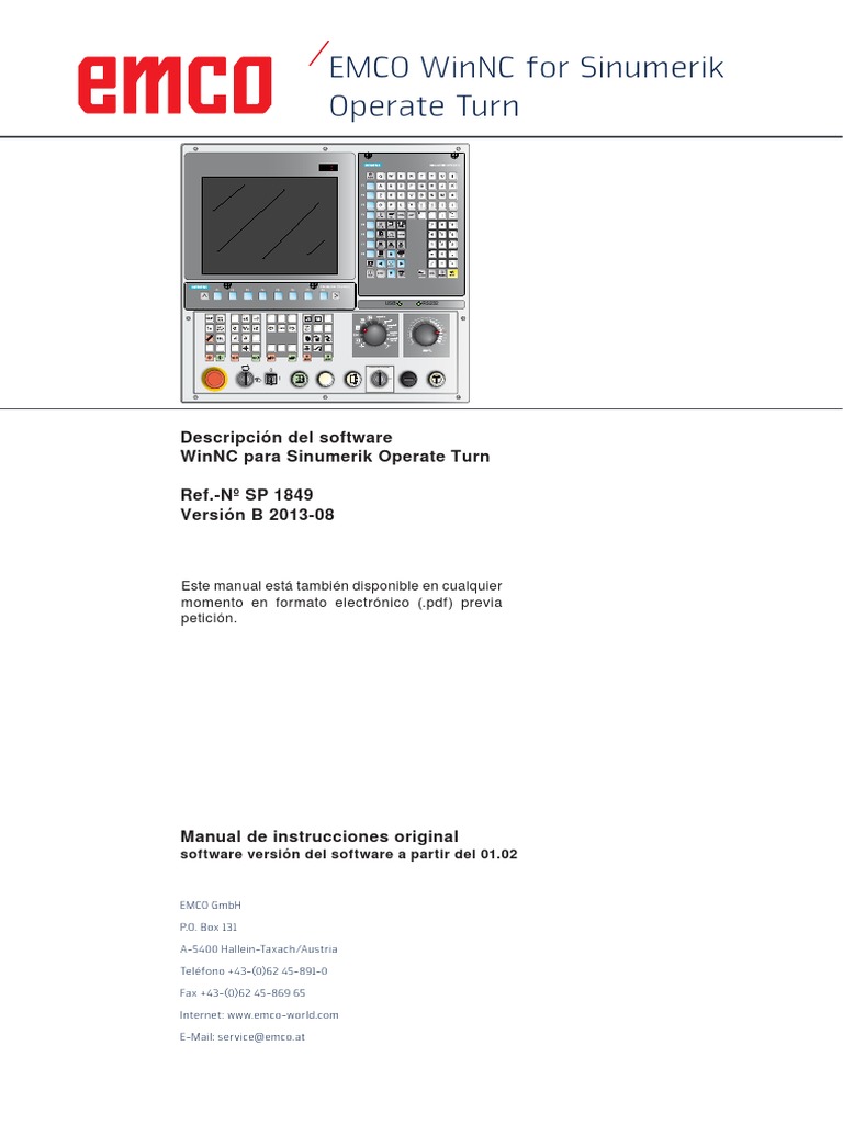 EMCO WinNC For Sinumerik Operate Turn SP 1849 B | PDF | Software | Sistema coordinado