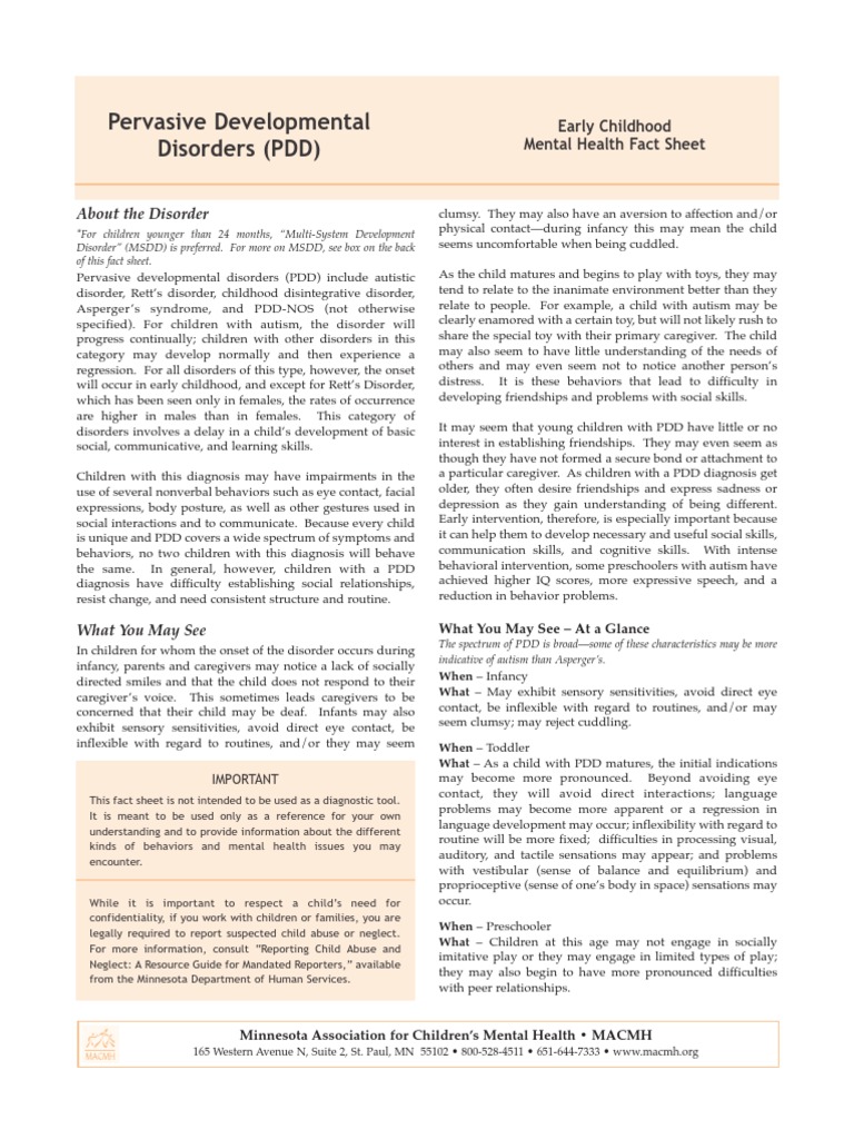Pervasive Developmental Disorders (PDD) : About The Disorder | PDF ...