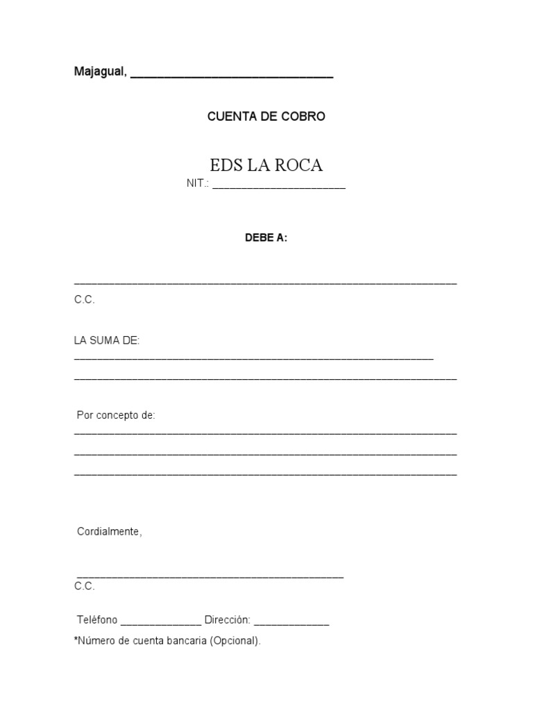 Formato Cuenta de Cobro | PDF