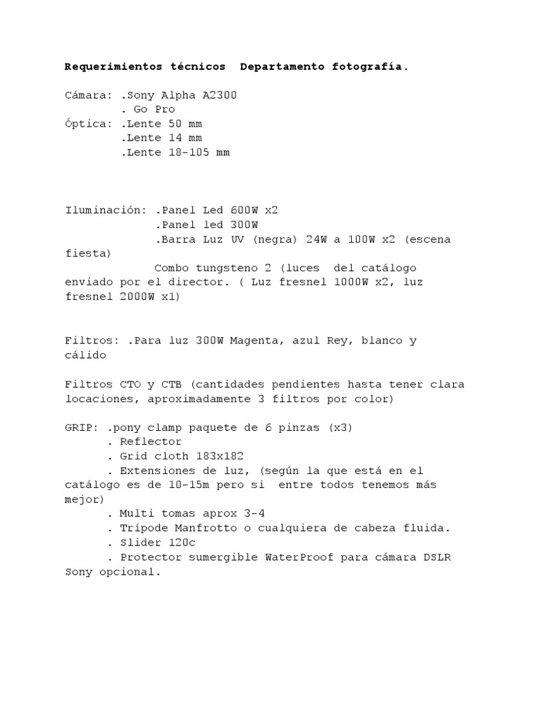 Desglose Depto de Fotografía | PDF