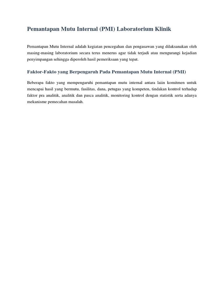 Pemantapan Mutu Internal | PDF