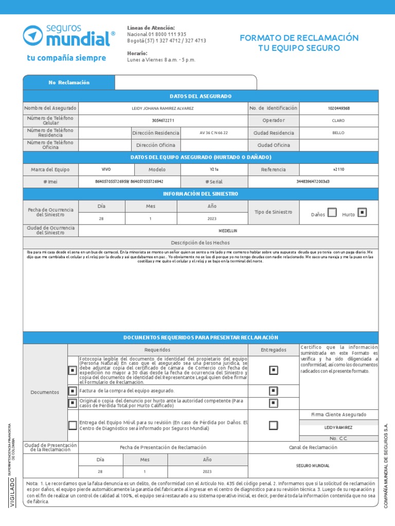 Formato de Reclamacion Revisado Vpji | PDF