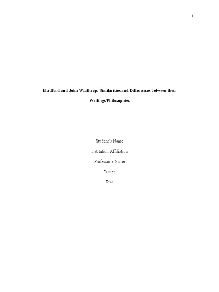 Bradford vs Winthrop: Writings Compared | PDF | John Winthrop | Puritans