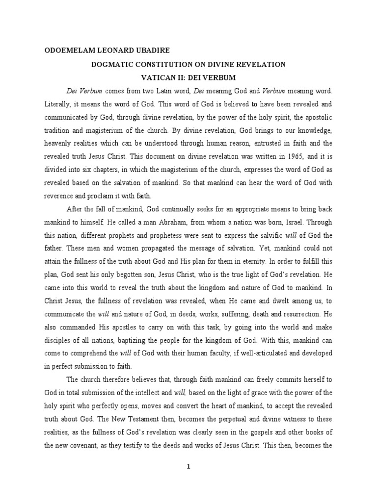 Summary of Dei Verbum | PDF | Revelation | Jesus
