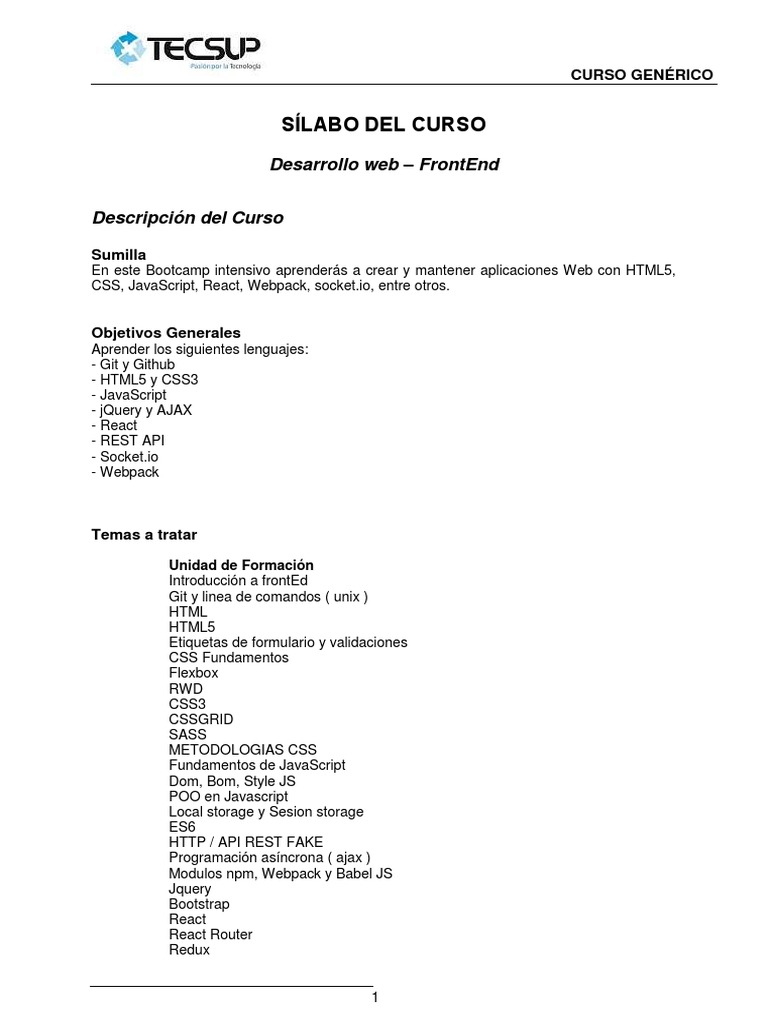 Sílabo Desarrollo Web Full Stack | PDF | Mi sql | Script Java