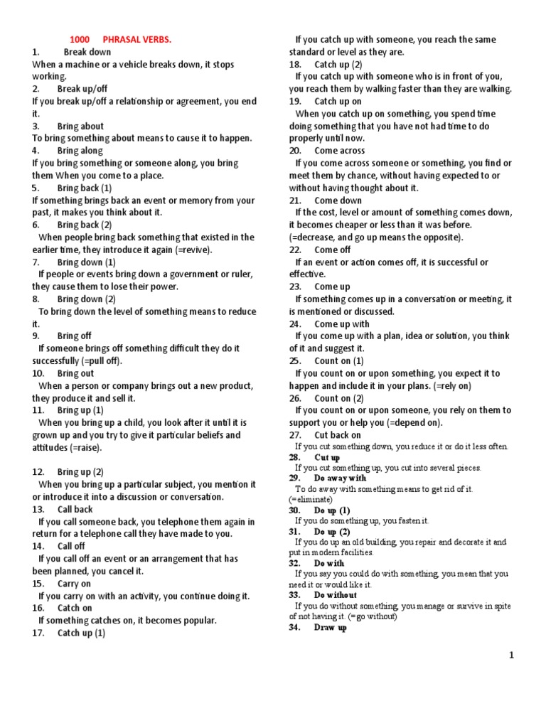 1000 Phrasal Verbs | PDF