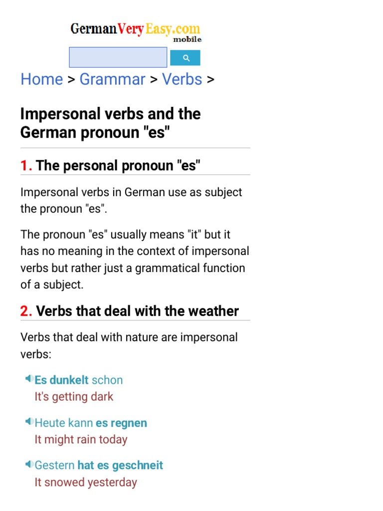 Impersonal Verbs | PDF | Verb | Linguistic Morphology