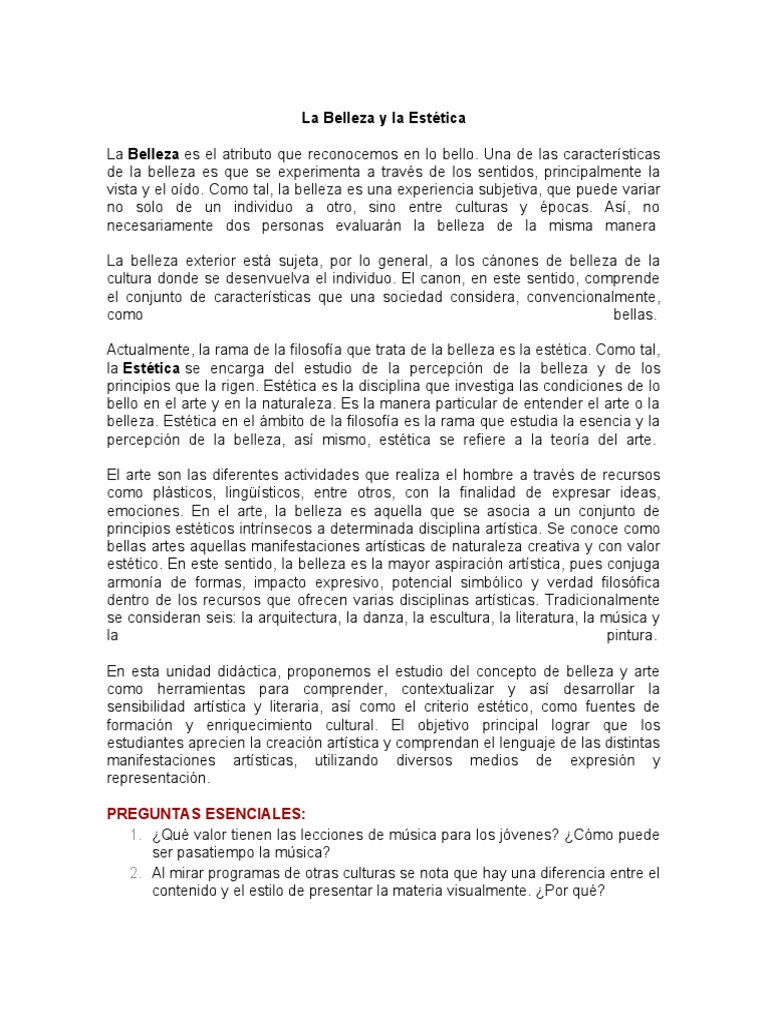 Belleza y Estética: Definiciones Clave | PDF | Belleza | Estética