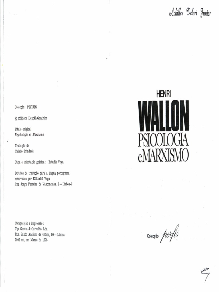 Zazzo - Henry Wallon Psicologia e Marxismo | PDF