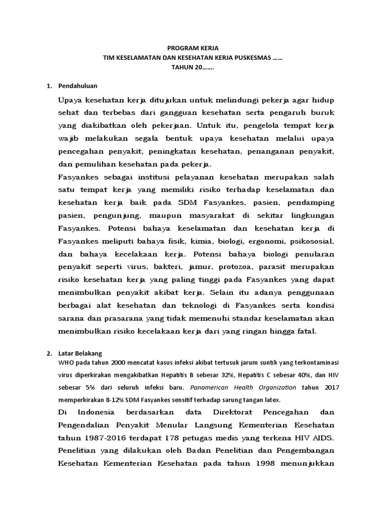 Contoh KAP K3 Include MFK Puskesmas | PDF