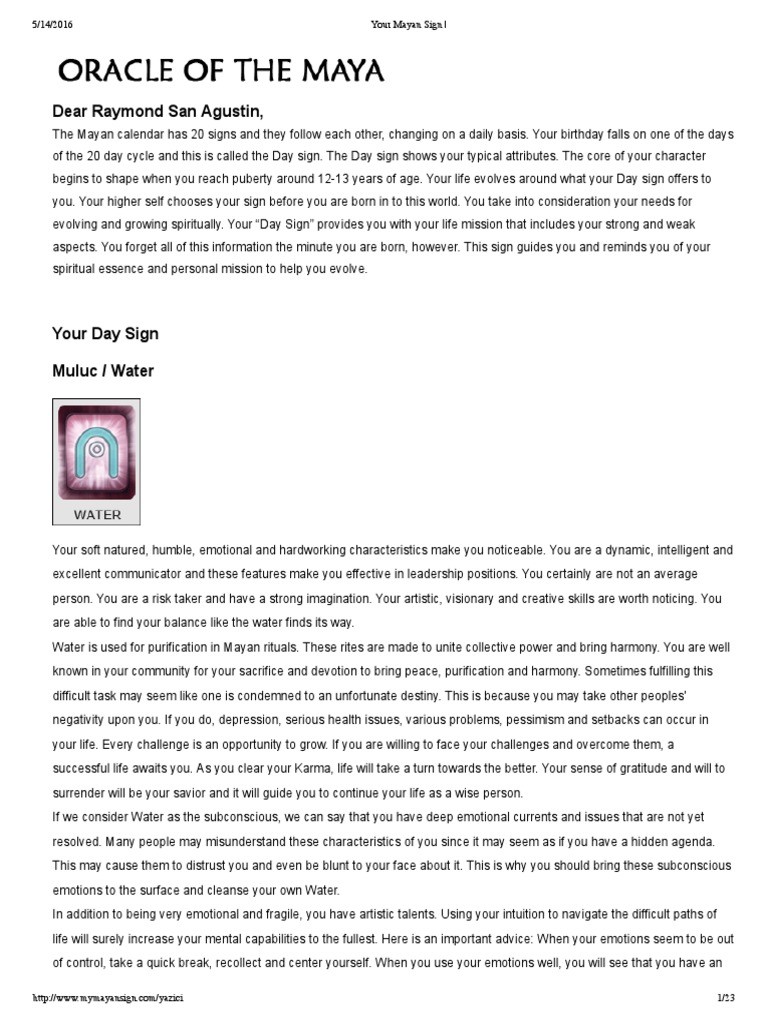 Your Mayan Sign | PDF | Mind | Yin And Yang