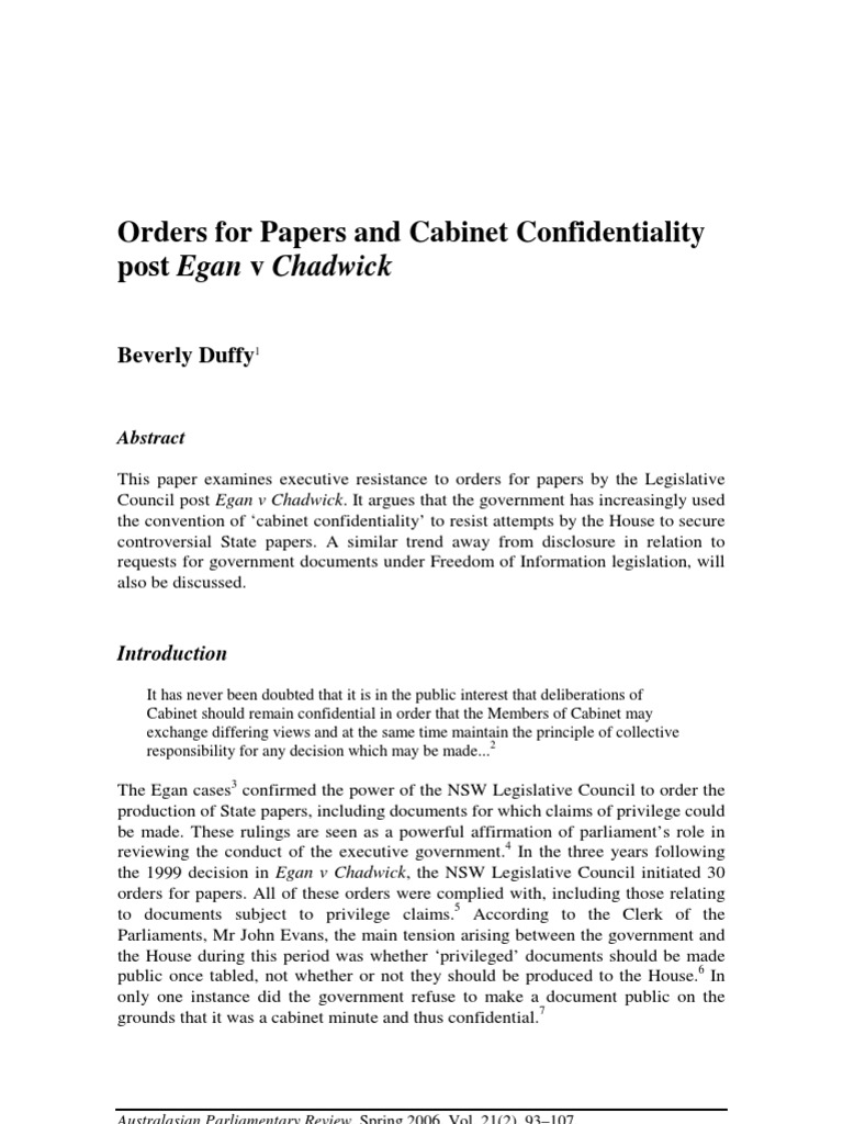 0-6 Duffy Conf Cab Papers | PDF | Cabinet (Government) | Sovereign Immunity