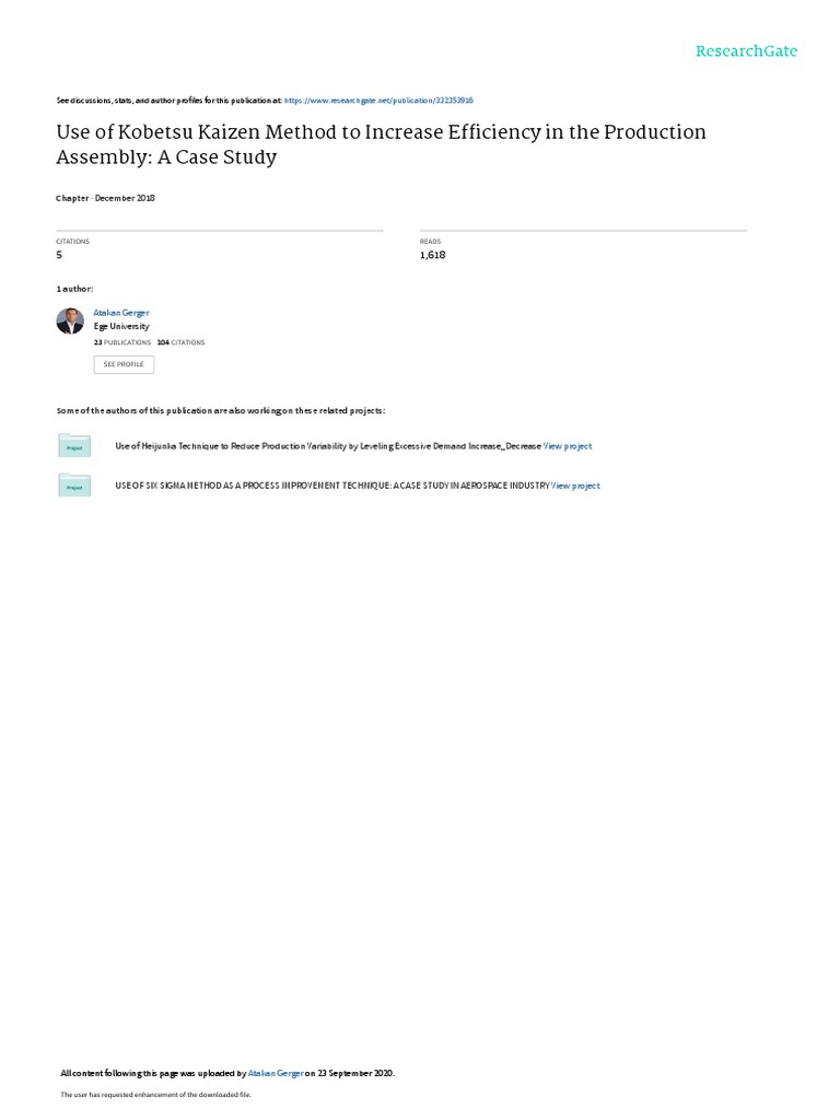 Kobetsu Kaizen Boosts Assembly Efficiency | PDF