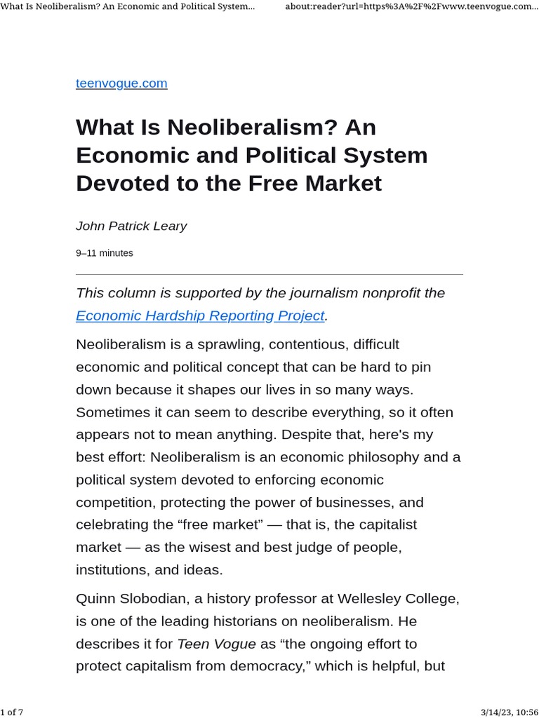 Leary - What Is Neoliberalism | PDF | Neoliberalism | Capitalism