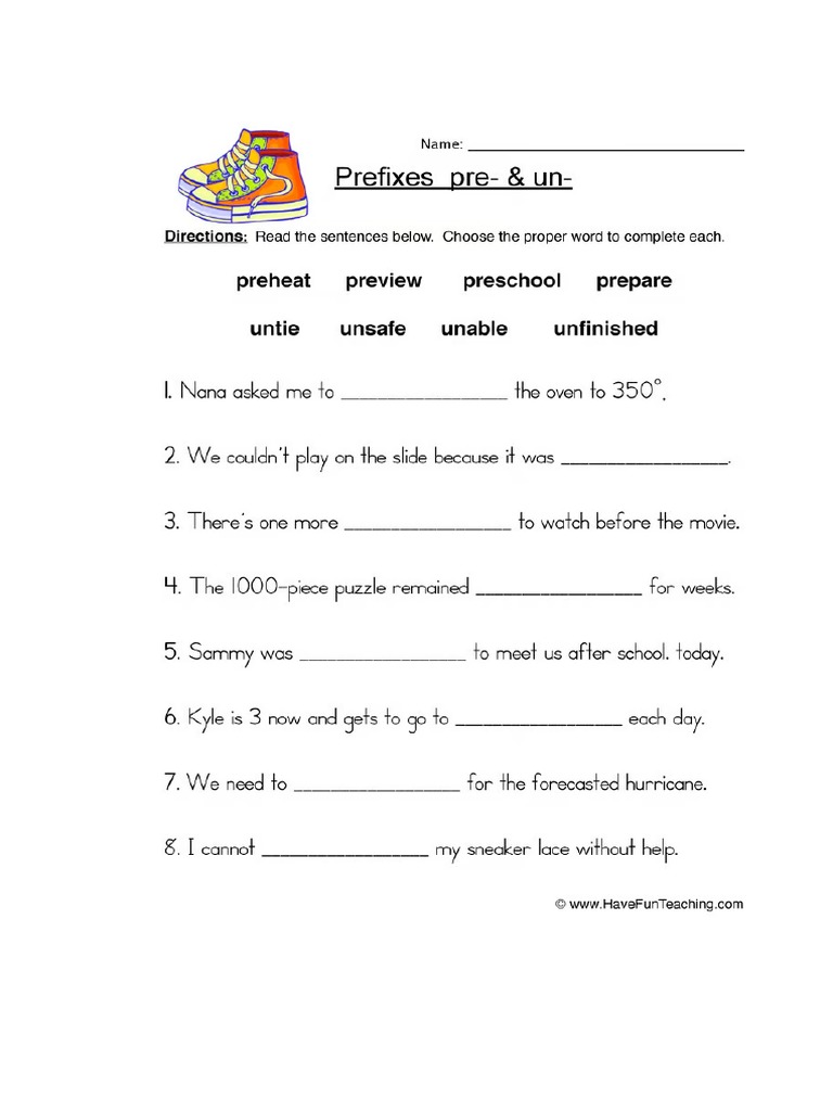 Prefixes Worksheet | PDF