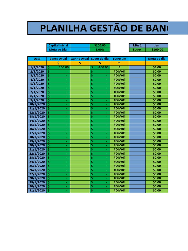 Planilha Gerenciamento de Banca | PDF Planilha Gerenciamento de Banca | PDF