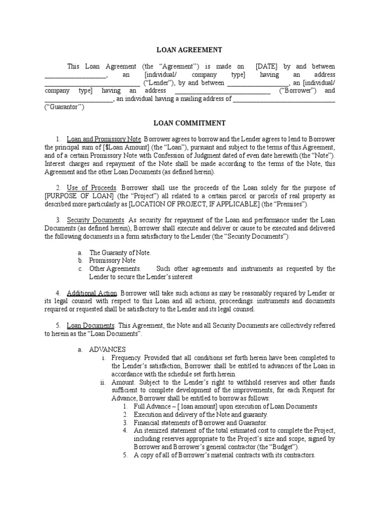 PDF Template Basic Loan Agreement Template | PDF | Loans | Indemnity