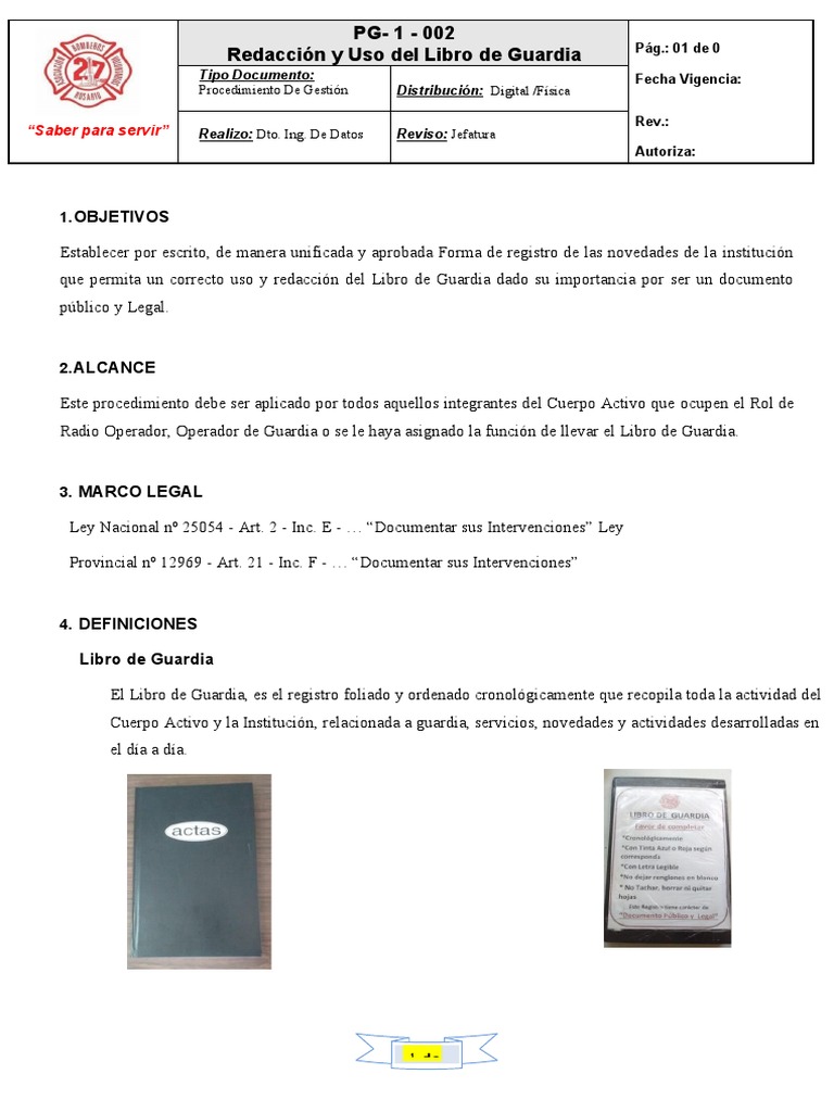 2022 Procedimiento de Uso Libro de Guardia | PDF