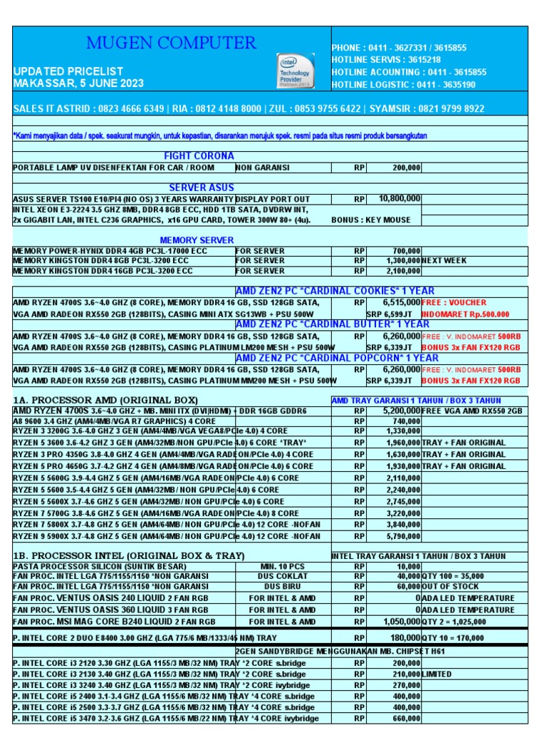 PL Mugen 5 June 2023 (5 Sheet) | PDF | Solid State Drive | Hdmi