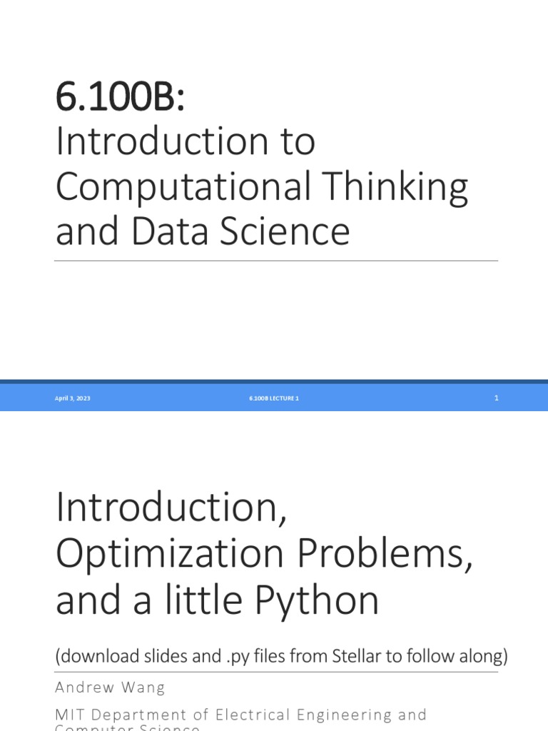 Lec01 Slides | PDF | Mathematical Optimization | Computational Science