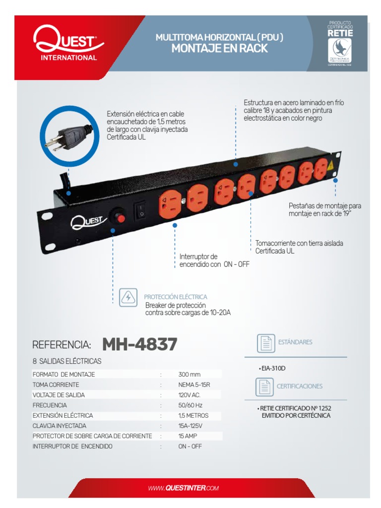 Pdu Quest Mh-4837 | PDF | Equipo | Electromagnetismo