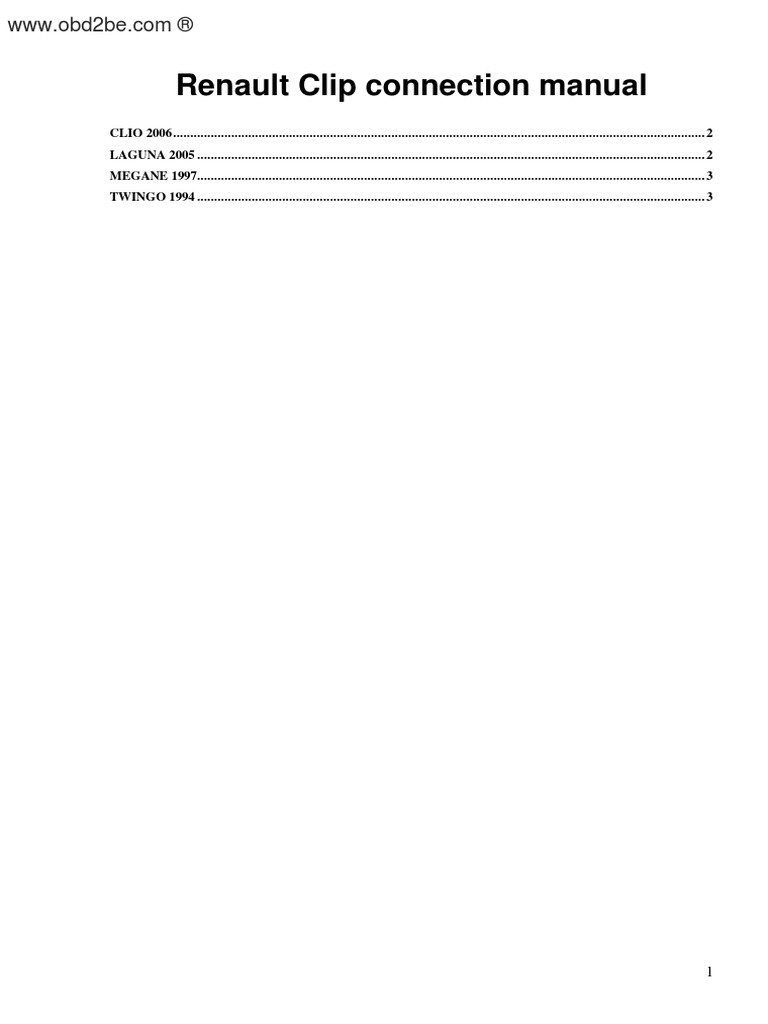 Renault Can Clip Connection Manual | PDF Renault Can Clip Connection Manual | PDF