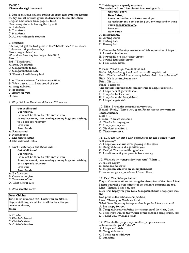 TASK 2 Latihan Soal Congratulation | PDF