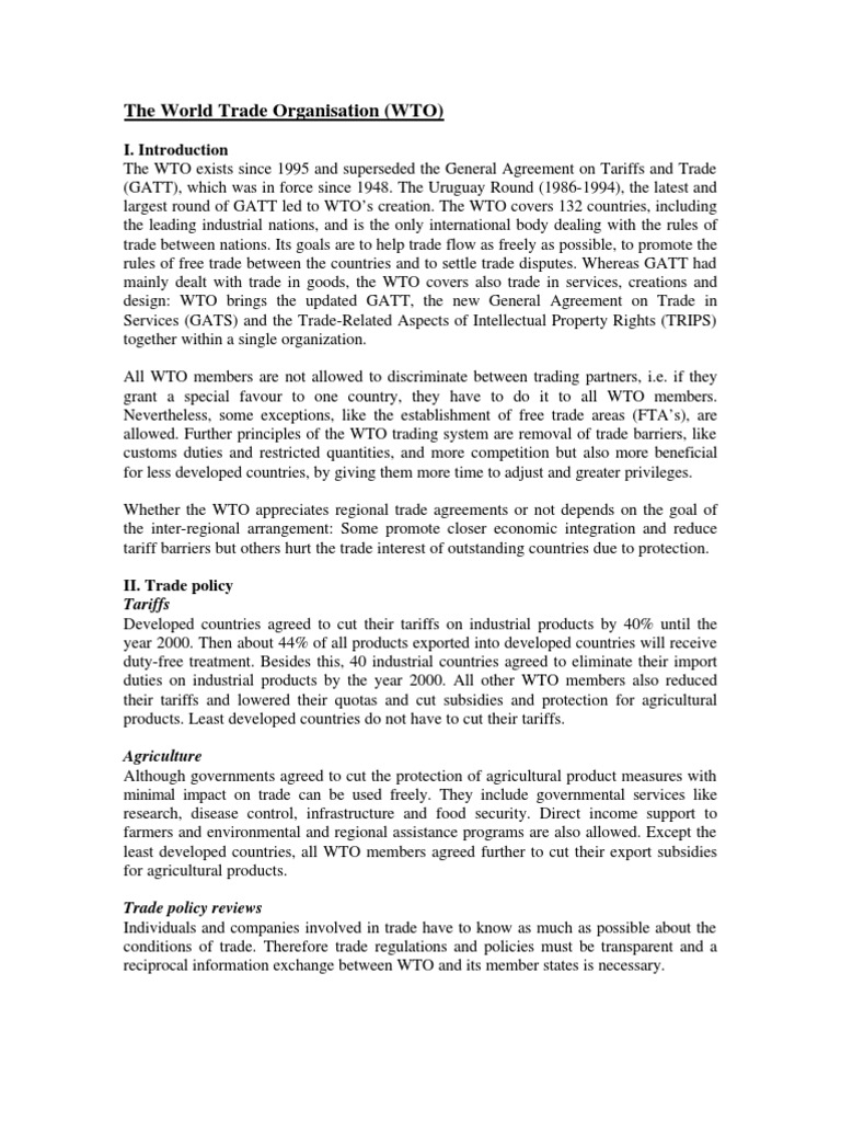 The World Trade Organisation (WTO) : Tariffs | PDF | World Trade ...