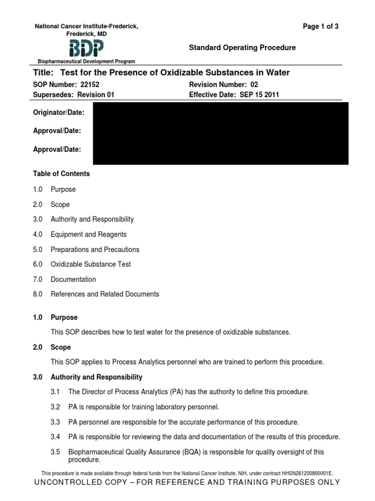 Test For Presence of Oxidizable Substances in Water | Download Free PDF ...