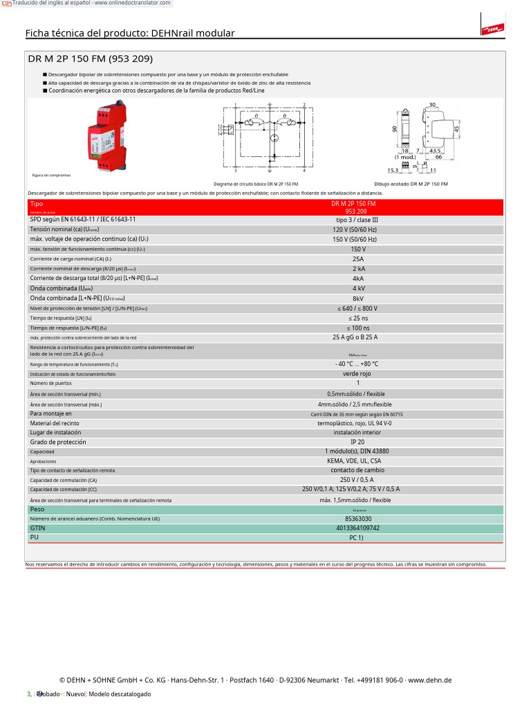 DR M 2P 150 FM (953 209) : Ficha Técnica Del Producto: Dehnrail Modular | PDF | Cantidad ...