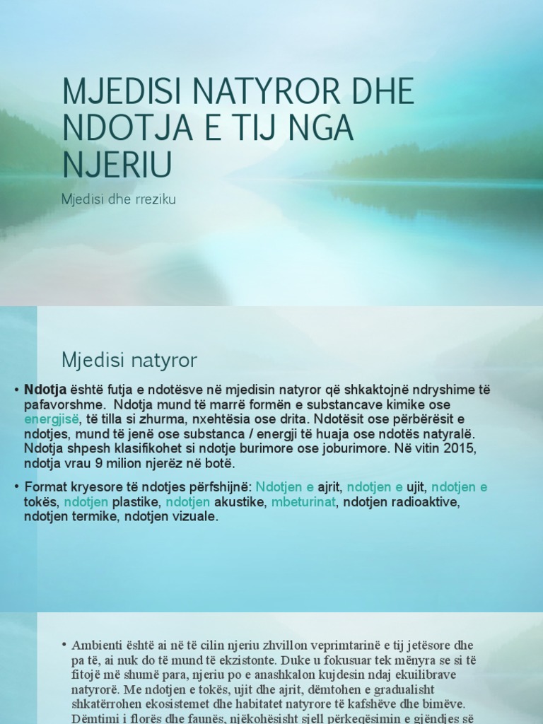 Mjedisi Natyror Dhe Ndotja e Tij Nga Njeriu | PDF