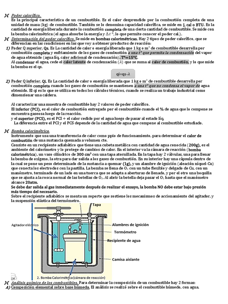 Poder Calorífico | PDF | Combustión | Combustibles