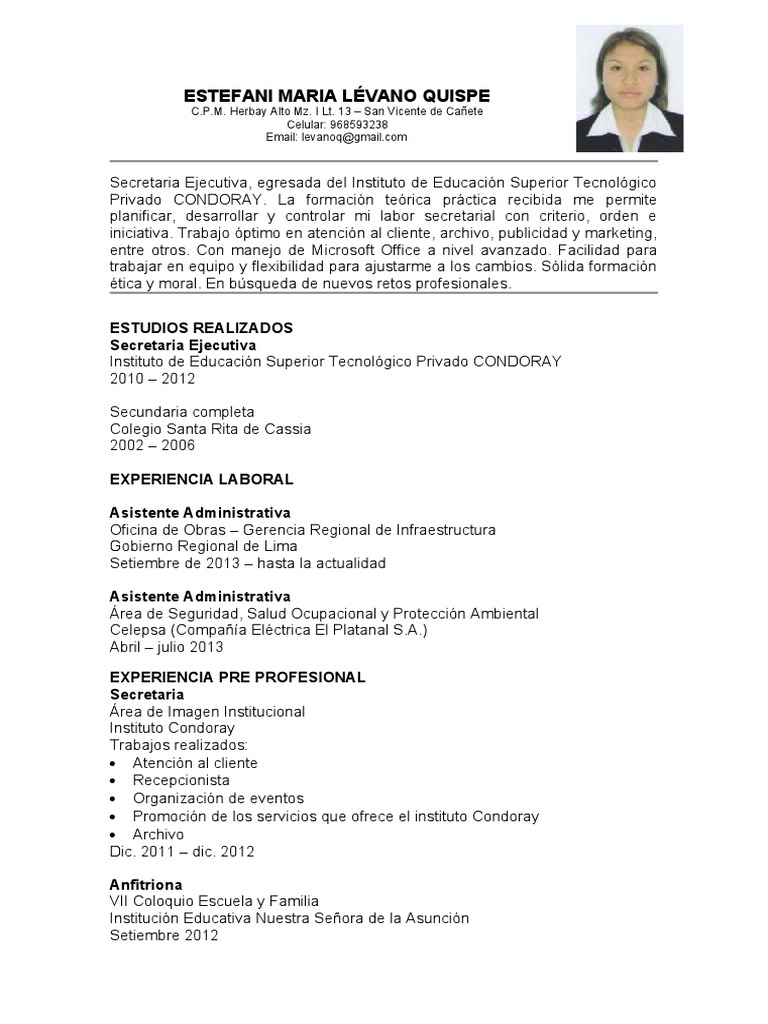 CV - Estefani LQ | PDF