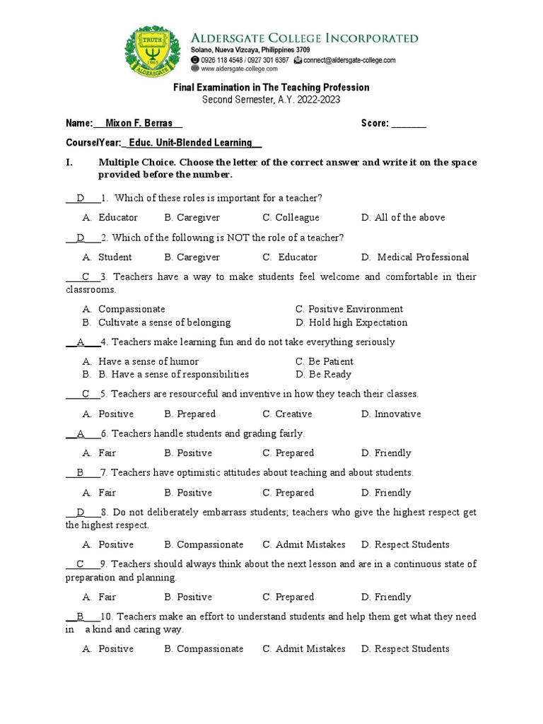 Teaching Profession Exam Guide | PDF | Teachers | Learning