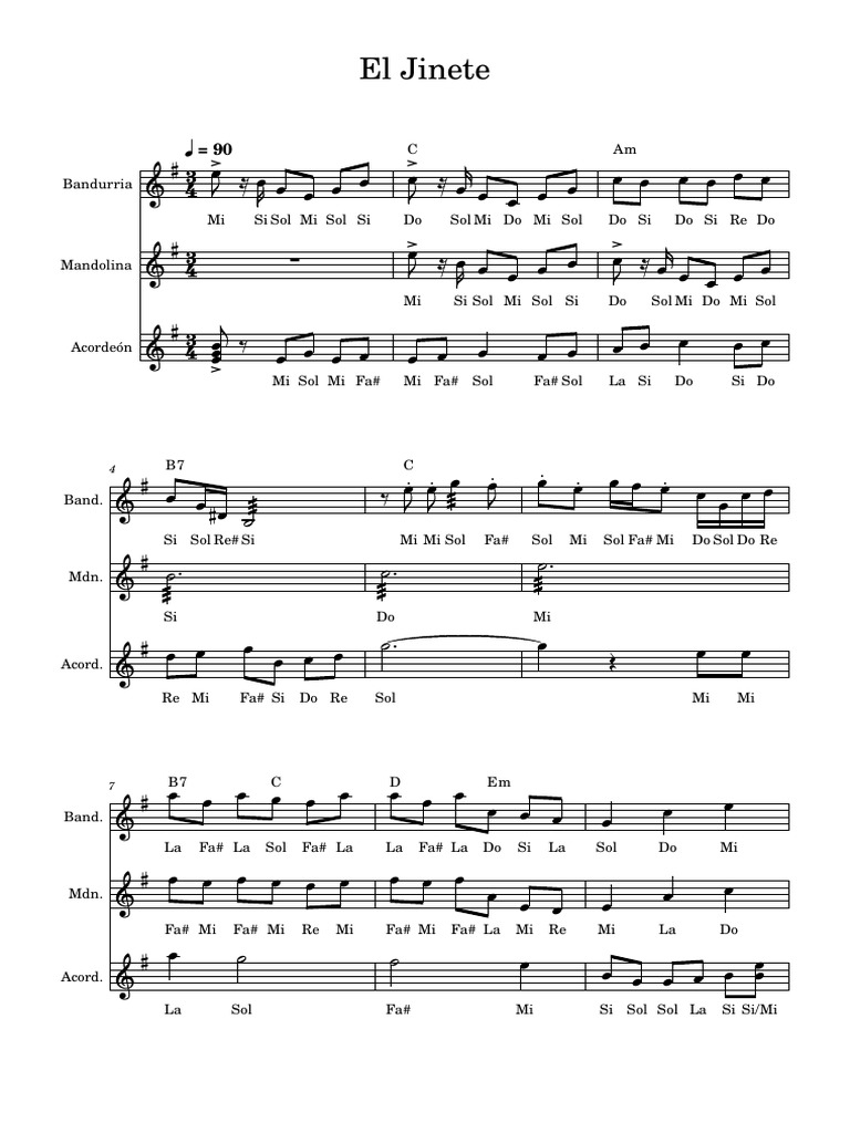 Acordes de "El Jinete" para guitarra | PDF