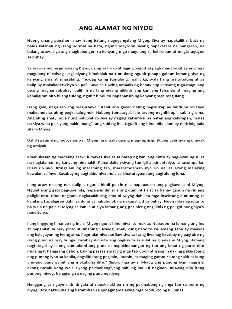 Ang Alamat NG Niyog | PDF