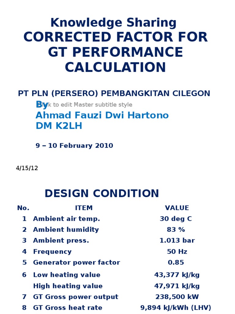GT Performance Correction Factors | PDF | Electric Power | Quantity