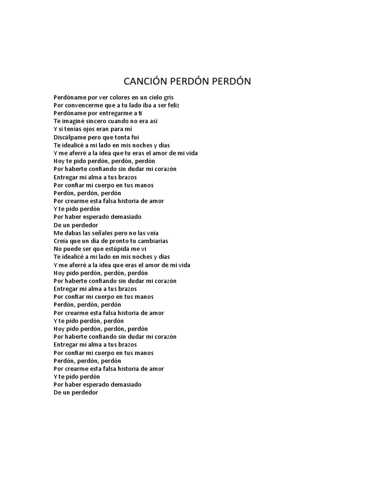 Canción Perdón Perdón | PDF