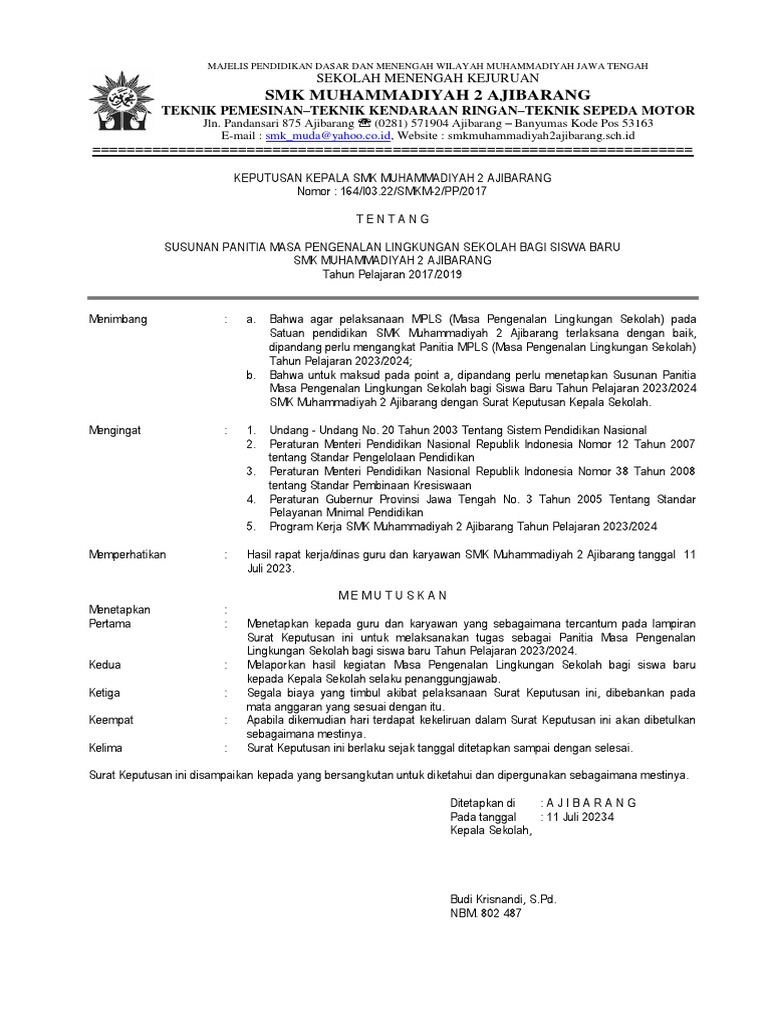 SK Panitia Mos - MPLS | PDF