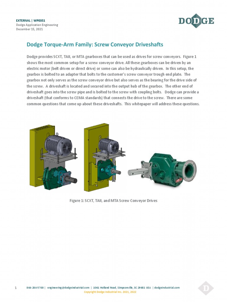 WP0351Dodge Torque-Arm Family Screw Conveyor Driveshafts - E | PDF ...