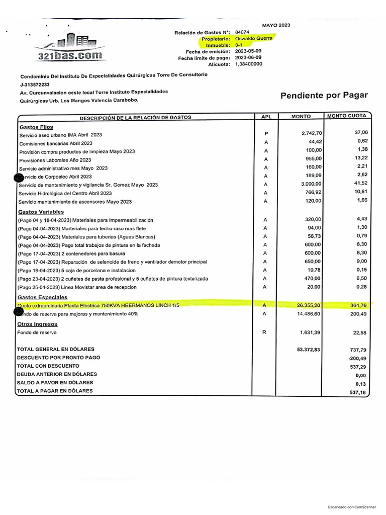 Recibo de Condominio 3-1 | PDF