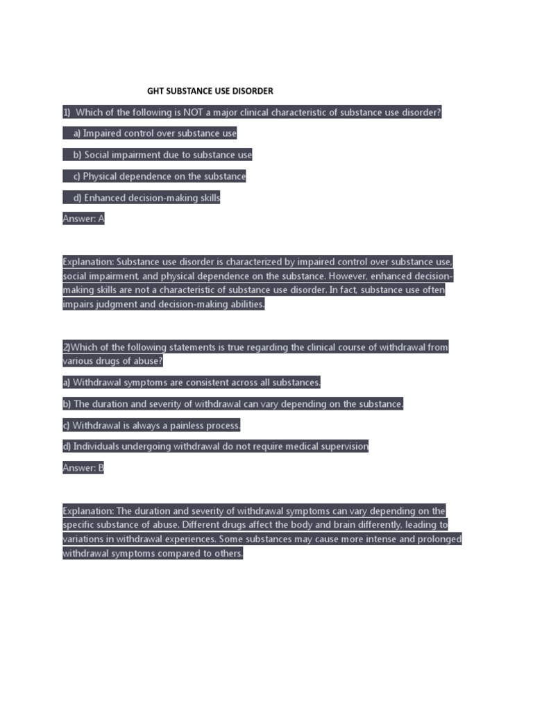 GHT Substance Use Disorder | PDF