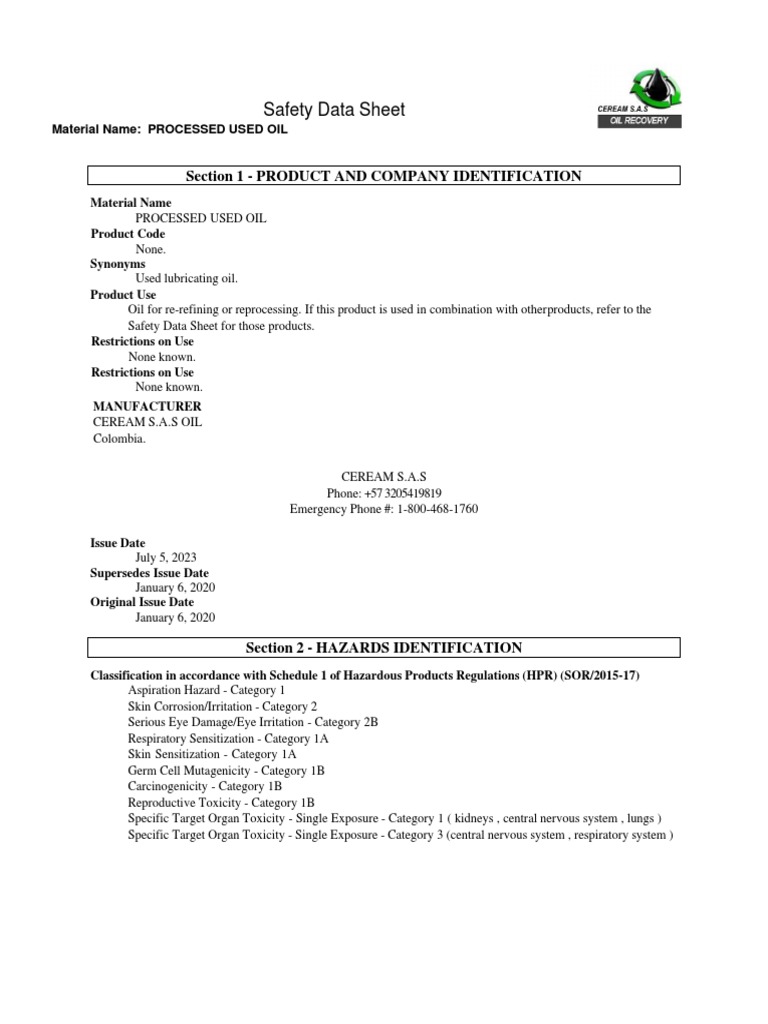 Safety Data Sheet | PDF | Personal Protective Equipment | Firefighting