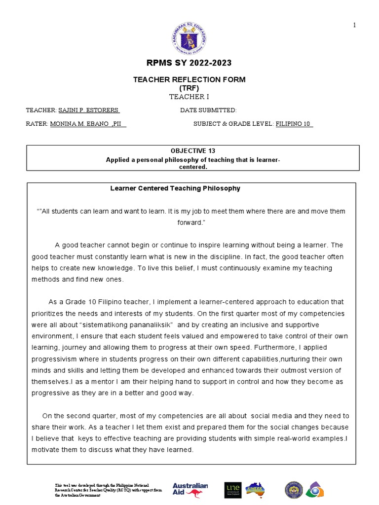 Reflection | PDF | Constructivism (Philosophy Of Education) | Teachers