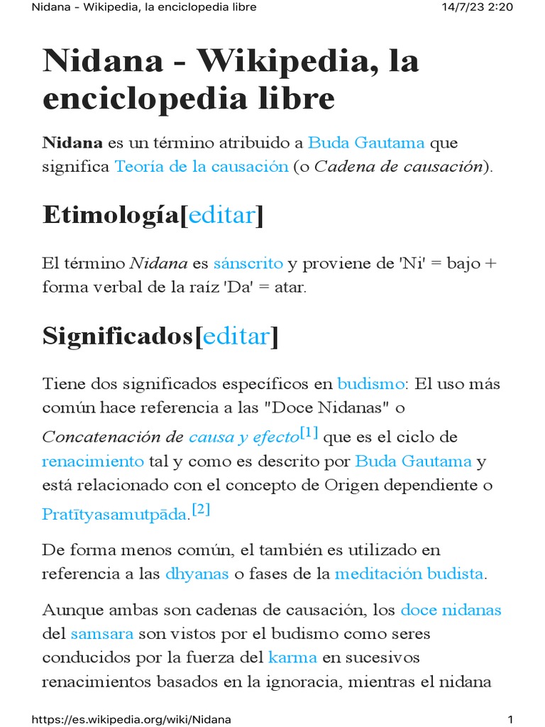 Nidana: Causación y Budismo | PDF | Religión y espiritualidad
