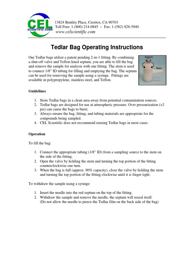 Tedlar Bag Instructions | PDF