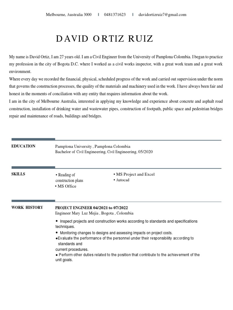 David Ortiz CV | PDF | Engineer | Civil Engineering