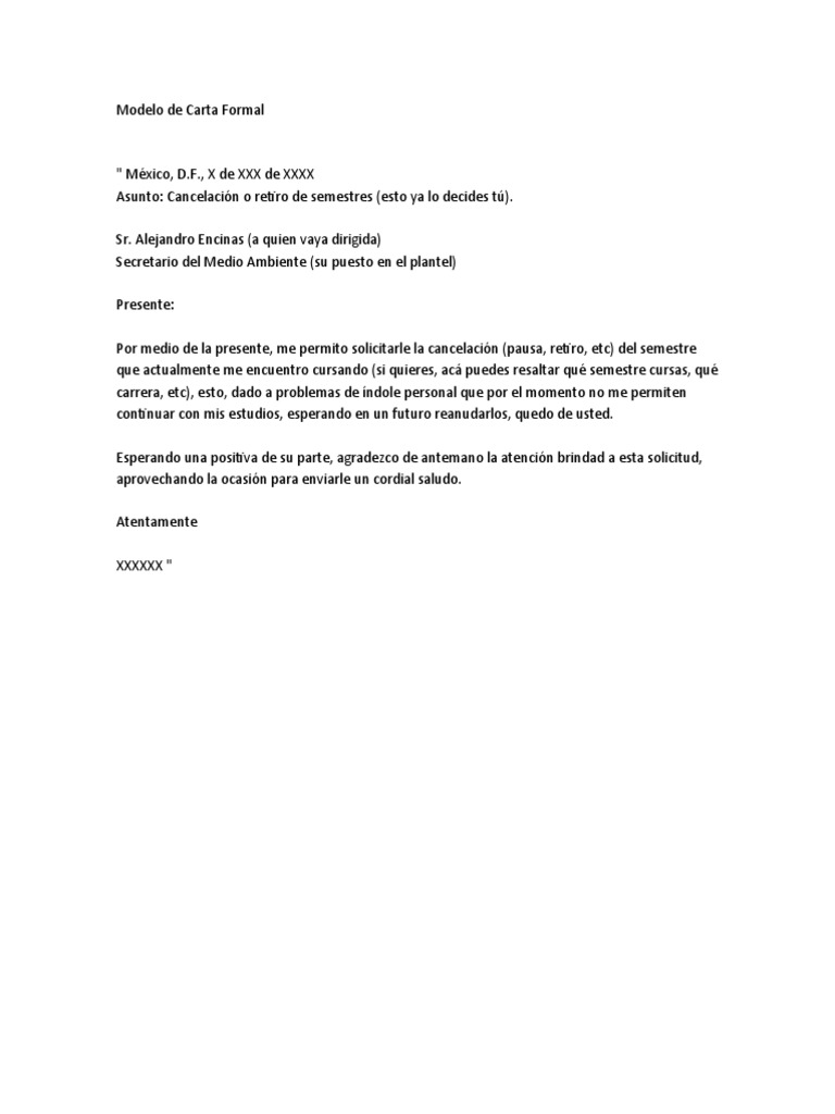 Modelo de Carta Formal | PDF